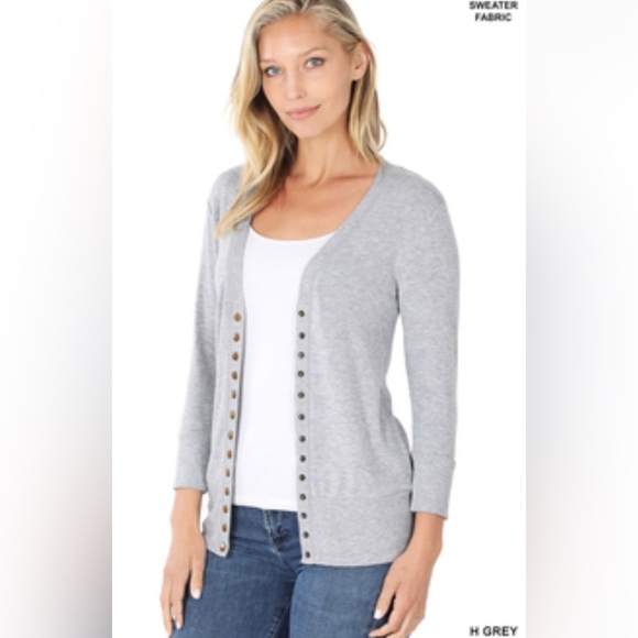 Zenana Outfitters | Sweaters | Nwt Gray Snap Button Sweater Cardigan | Poshmark